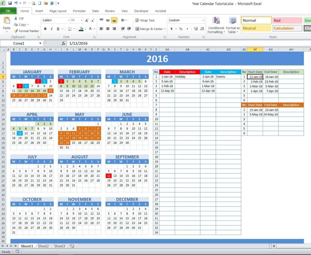 How to Create Year and School Calendar with Dynamic Date Markers » The Spreadsheet Page