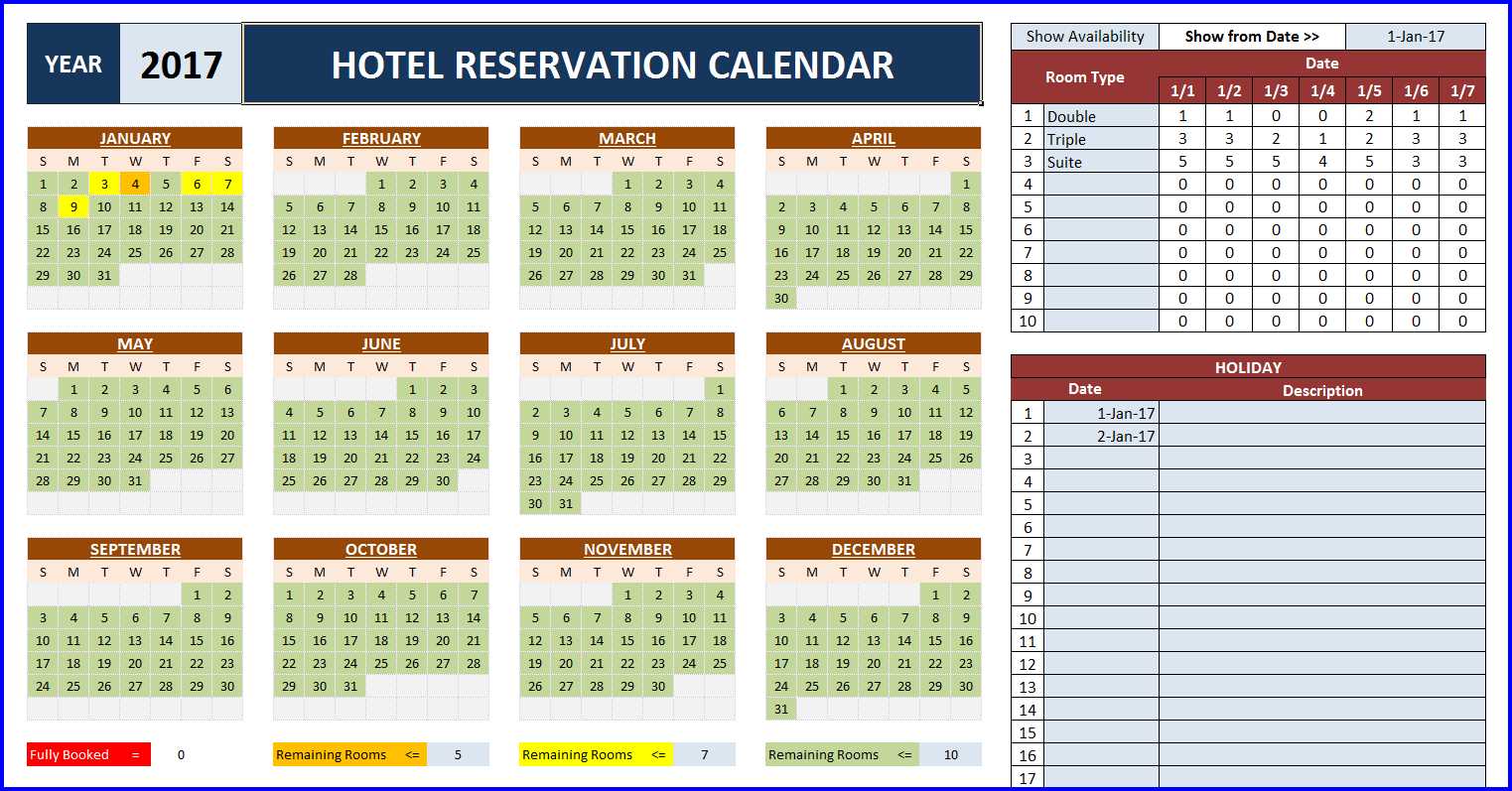 Booking And Reservation Calendar The Spreadsheet Page