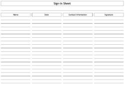 Sign-In Sheet Templates » The Spreadsheet Page
