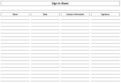 Sign-In Sheet Templates » The Spreadsheet Page