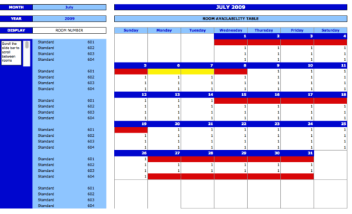 Reservation Templates » The Spreadsheet Page
