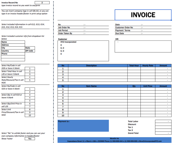 Invoices Templates » The Spreadsheet Page