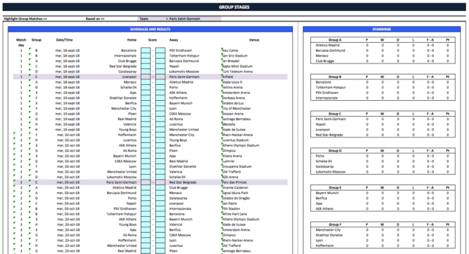 Excel Sport Templates » The Spreadsheet Page